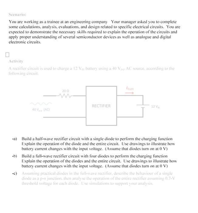 Solved Scenario: You are working as a trainee at an | Chegg.com