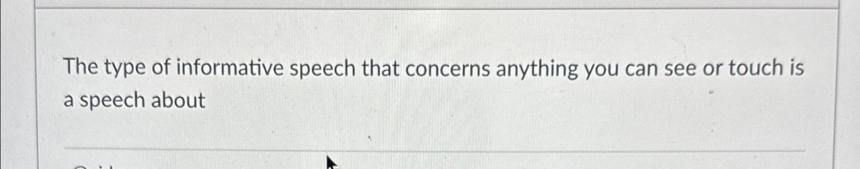 Solved The type of informative speech that concerns anything | Chegg.com