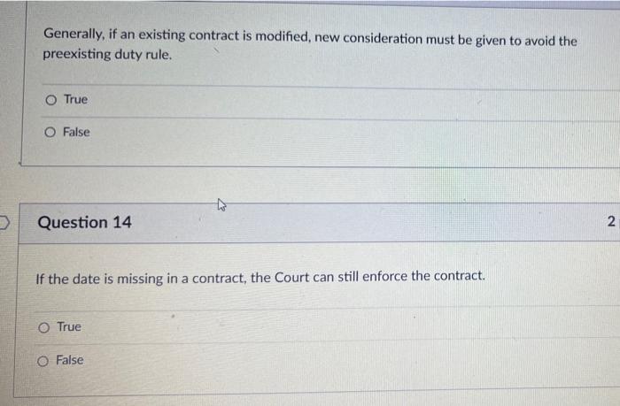 Solved Generally, if an existing contract is modified, new | Chegg.com