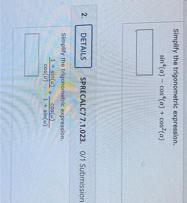 Solved Simplify the trigonometric expression. | Chegg.com