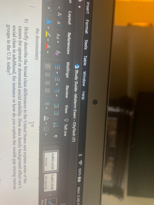 Solved Insert Format Tools Table Window Help Study Guide - | Chegg.com