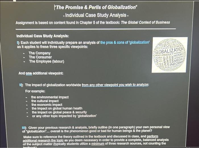 Assignment on The Promise & Perils of Globalization | Chegg.com