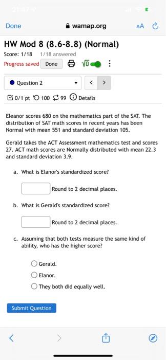 Solved Done wamap.org HW Mod 8 (8.6-8.8) (Normal) Score: | Chegg.com