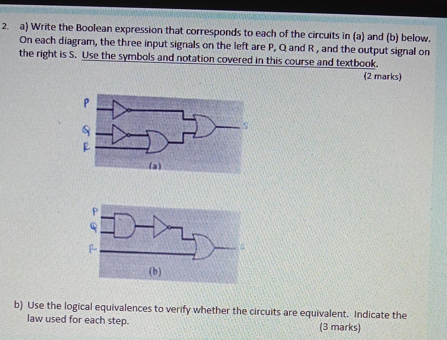 Solved 2. a) Write the Boolean expression that corresponds | Chegg.com