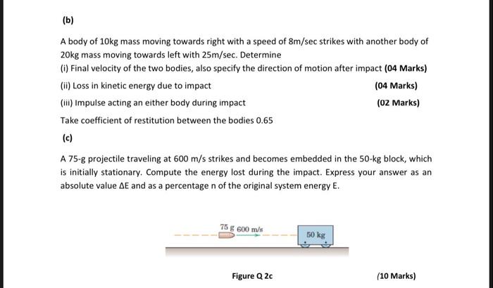 Solved A body of 10 kg mass moving towards right with a | Chegg.com