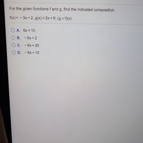 Solved For the given functions fand g, find the indicated | Chegg.com