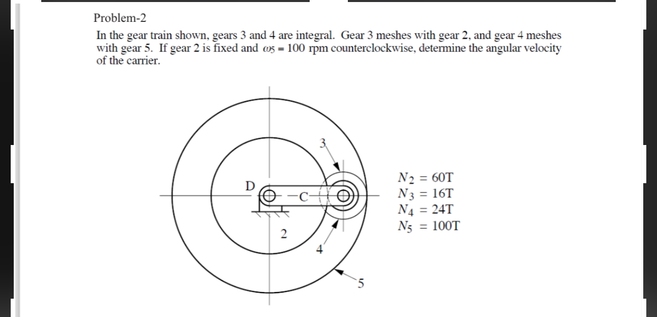 Solved Problem-2In the gear train shown, gears 3 ﻿and 4 ﻿are | Chegg.com