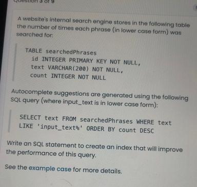 Solved A website's internal search engine stores in the | Chegg.com