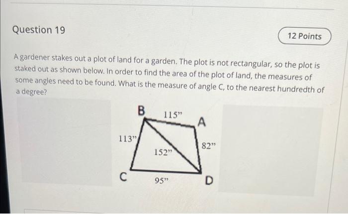 Solved A gardener stakes out a plot of land for a garden. | Chegg.com