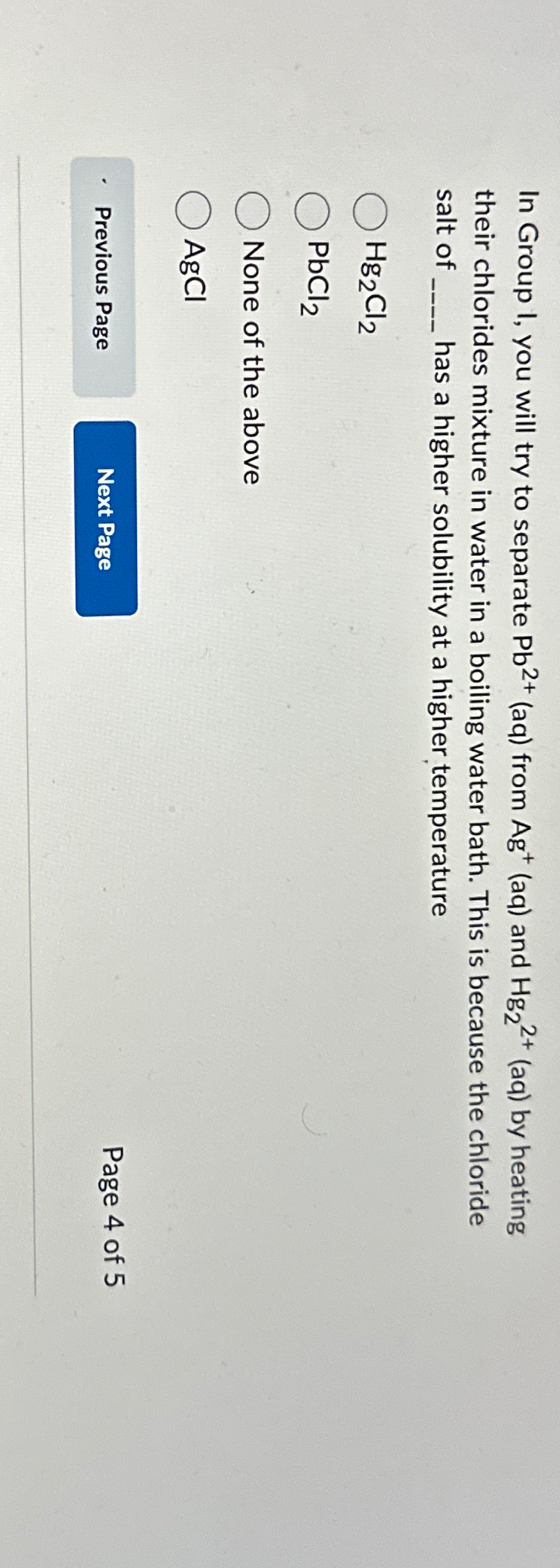 Solved In Group I, you will try to separate Pb2+(aq) ﻿from | Chegg.com