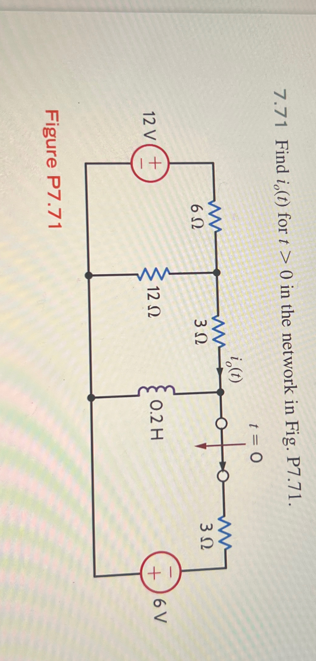 Solved 7.71 ﻿Find io(t) ﻿for t>0 ﻿in the network in Fig. | Chegg.com