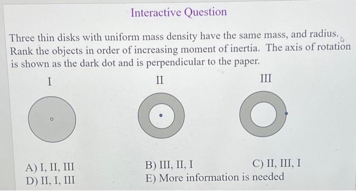 Solved Three thin disks with uniform mass density have the | Chegg.com