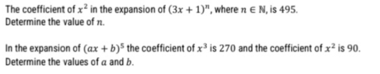 Solved The coefficient of x2 ﻿in the expansion of (3x+1)n, | Chegg.com