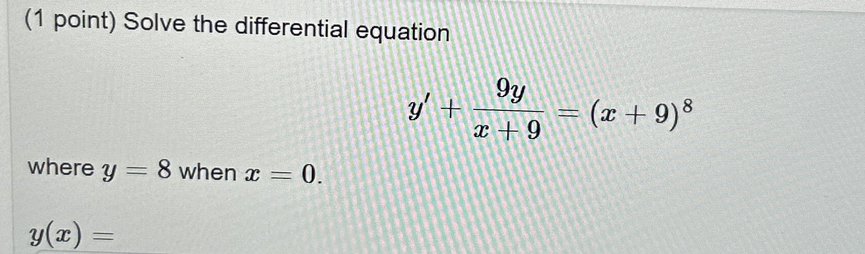Solved (1 ﻿point) ﻿Solve the differential | Chegg.com