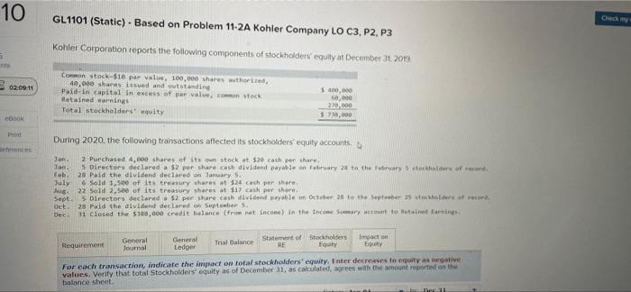 Solved 10 GL 1101 (Static). Based on Problem 11-2A Kohler | Chegg.com