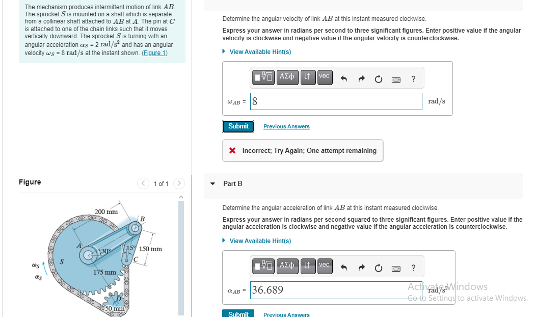 Solved The mechanism produces intermittent motion of ﻿link | Chegg.com