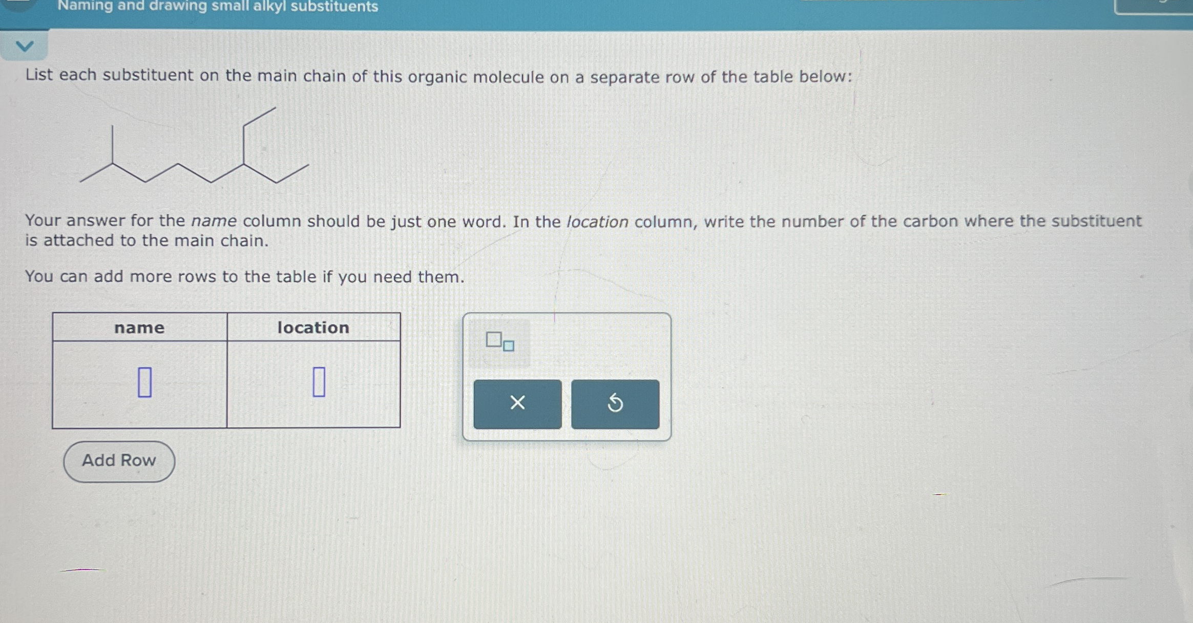 Solved Naming and drawing small alkyl substituentsList each | Chegg.com