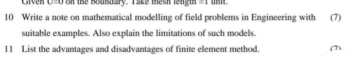 Solved 10 ﻿Write a note on mathematical modelling of field | Chegg.com