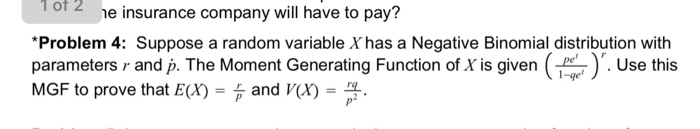 Solved Suppose a random variable X has a Negative Binomial | Chegg.com
