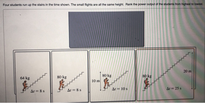 Solved Four students run up the stairs in the time shown. | Chegg.com