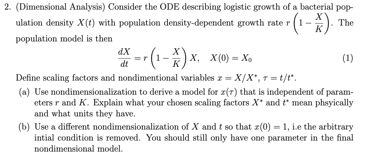 Solved (Dimensional ﻿Analysis) ﻿Consider the ODE describing | Chegg.com