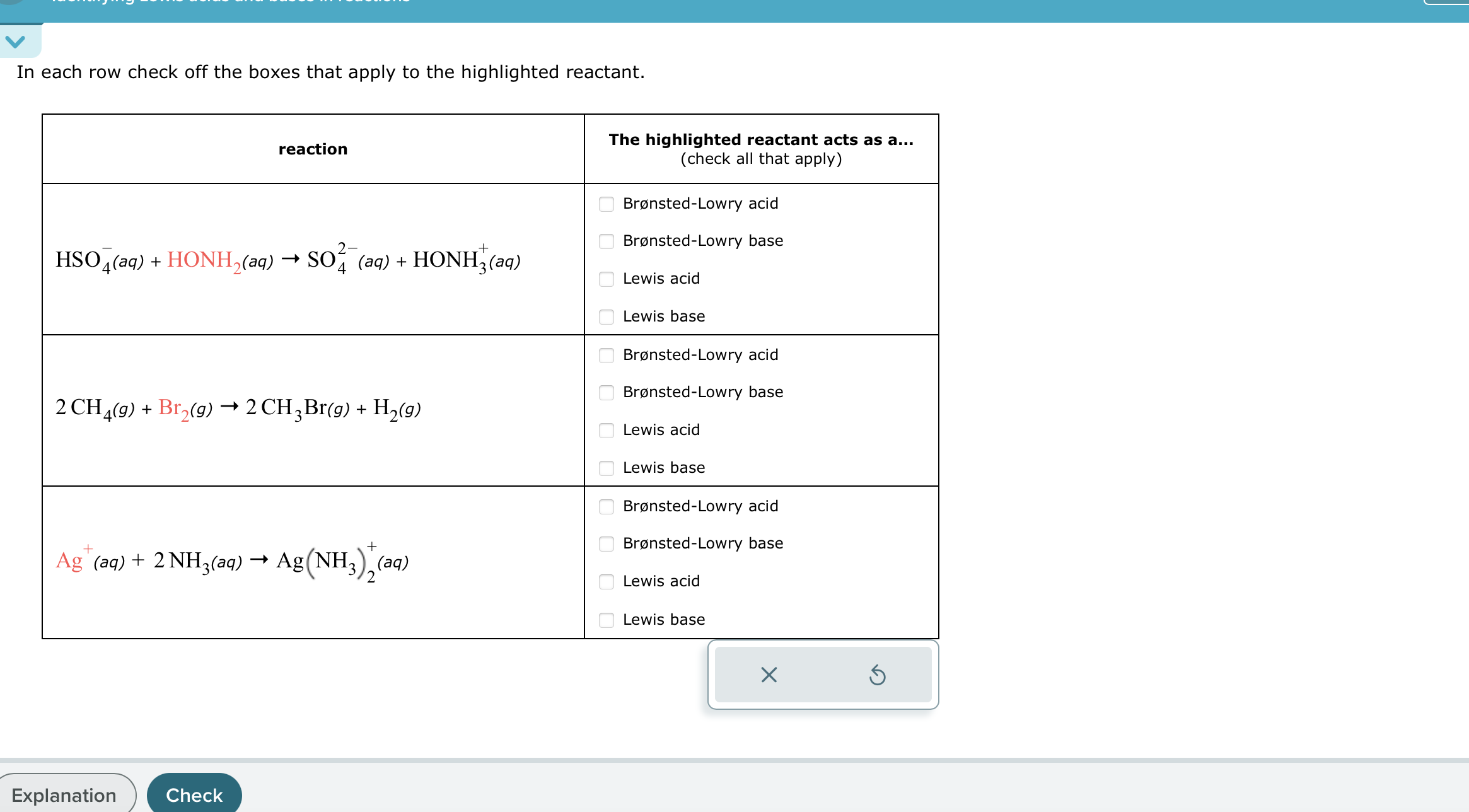 Solved In each row check off the boxes that apply to the | Chegg.com