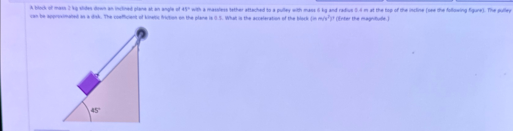Solved A block of mass 2kg ﻿slides down an inclined plane at | Chegg.com