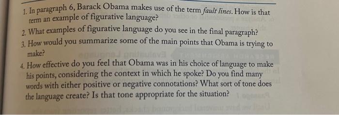 1. In paragraph 6, Barack Obama makes use of the term | Chegg.com