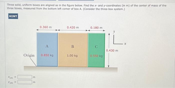 Solved Three solid, uniform boxes are aligned as in the | Chegg.com