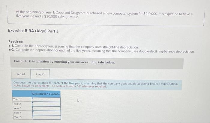 Required information Exercise 8-9A (Algo) Computing | Chegg.com