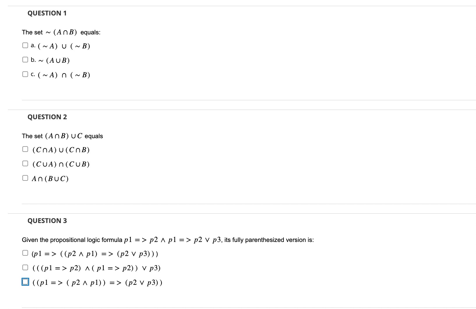 Solved QUESTION 1The set ∼(A∩B) | Chegg.com