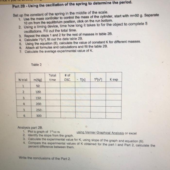 Part 22 - Using the oscillation of the spring to | Chegg.com