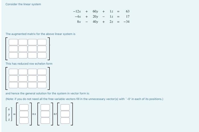 Solved Consider the linear system | Chegg.com