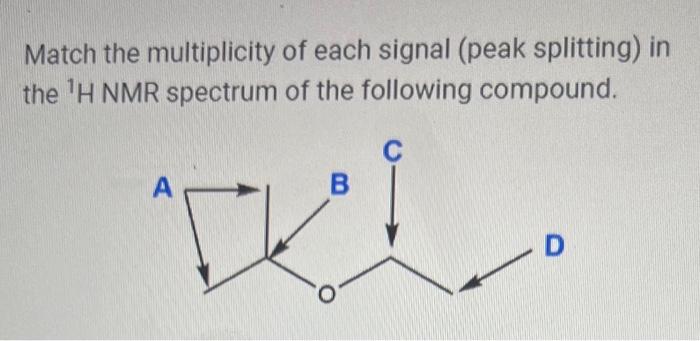 Solved Match the multiplicity of each signal (peak | Chegg.com