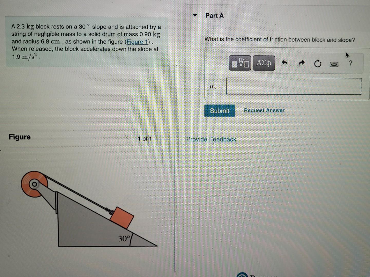 Solved A 2.3 kg block rests on a 30∘ slope and is attached | Chegg.com
