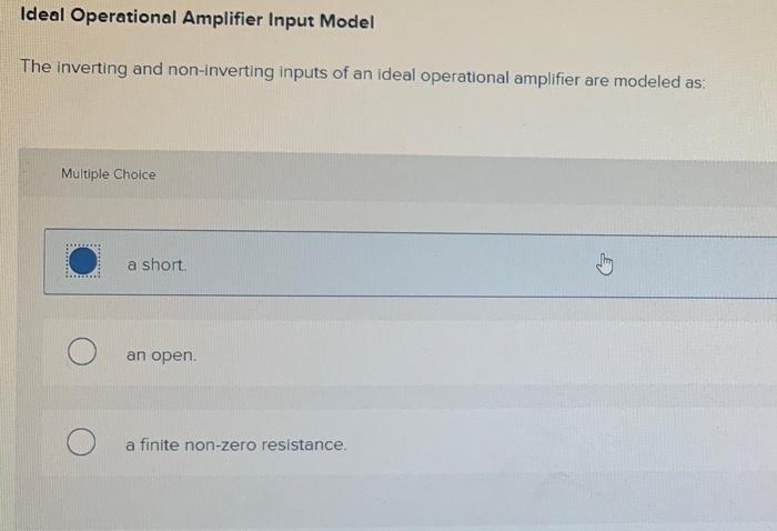 Solved Ideal Operational Amplifier Input Model The inverting | Chegg.com