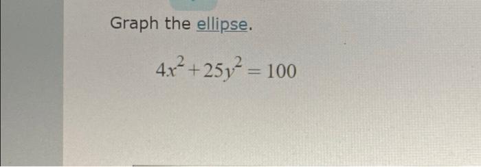 Solved Graph the ellipse. 4x2+25y2=100 | Chegg.com