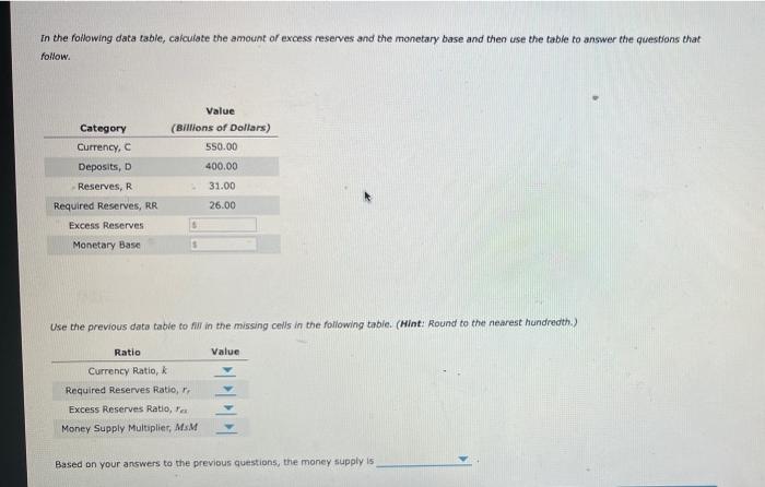 Solved In the following data table, calculate the amount of | Chegg.com