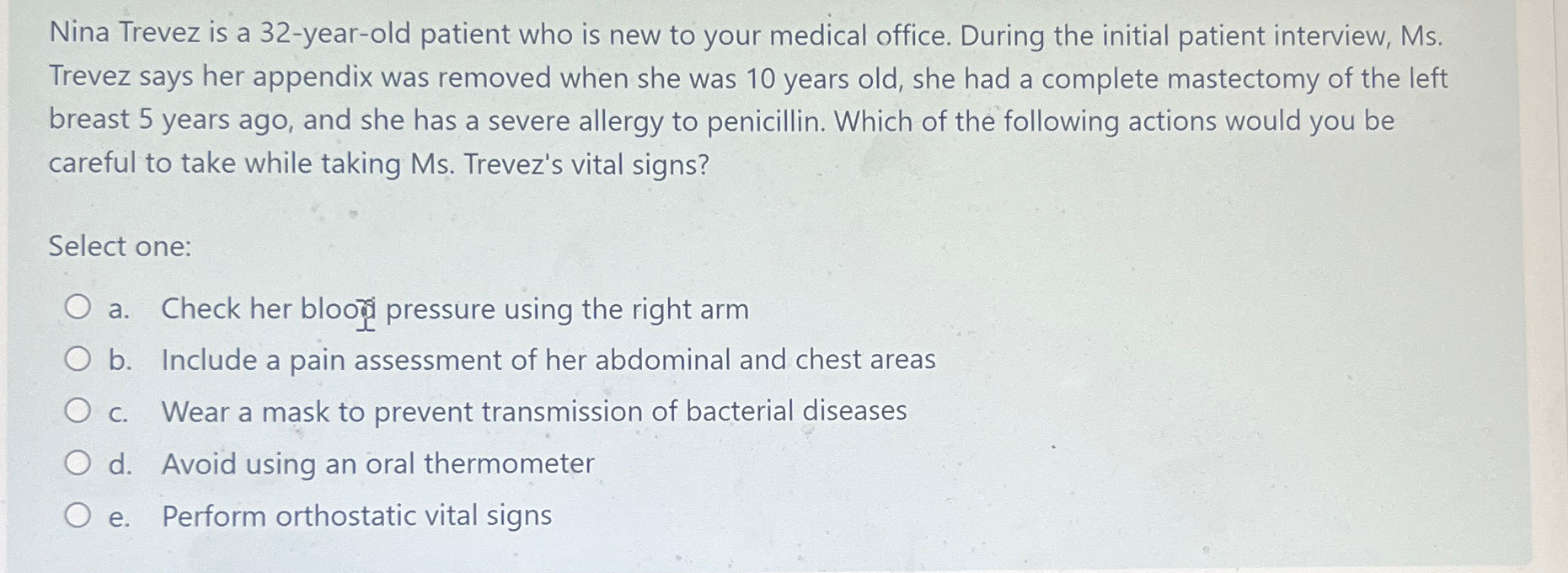 Solved Nina Trevez is a 32-year-old patient who is new to | Chegg.com