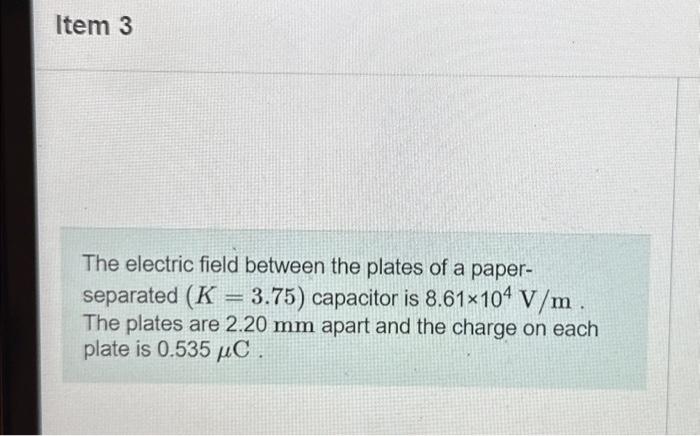 Solved The electric field between the plates of a | Chegg.com