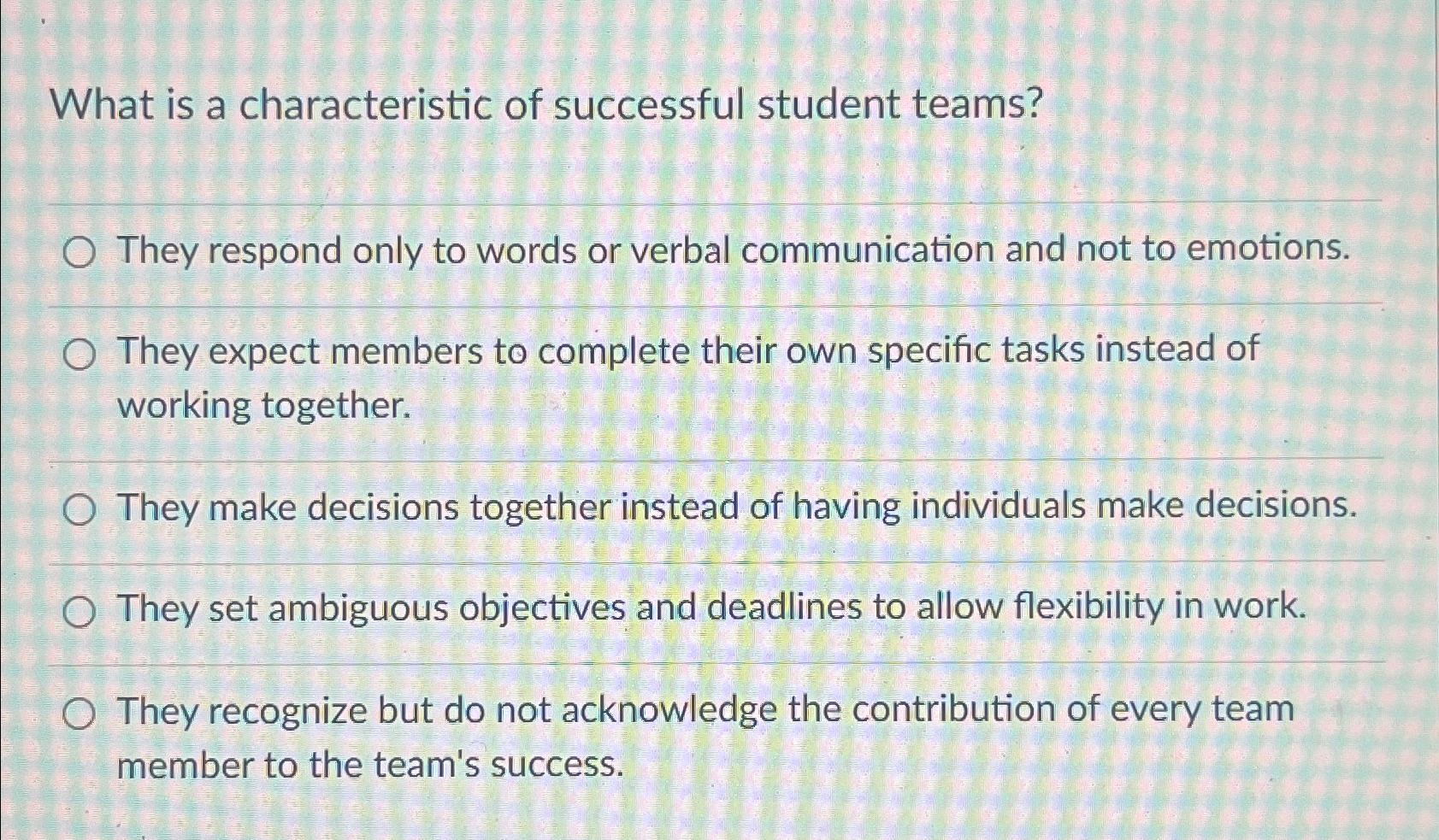 Solved What is a characteristic of successful student | Chegg.com