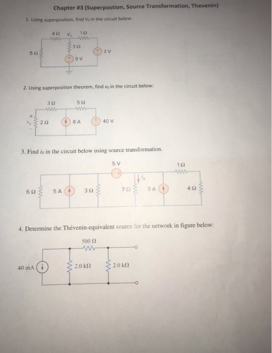 Solved Chapter #3 (Superpostion, Source Transformation, | Chegg.com