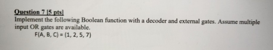 Solved Question 7 15 pts) Implement the following Boolean | Chegg.com