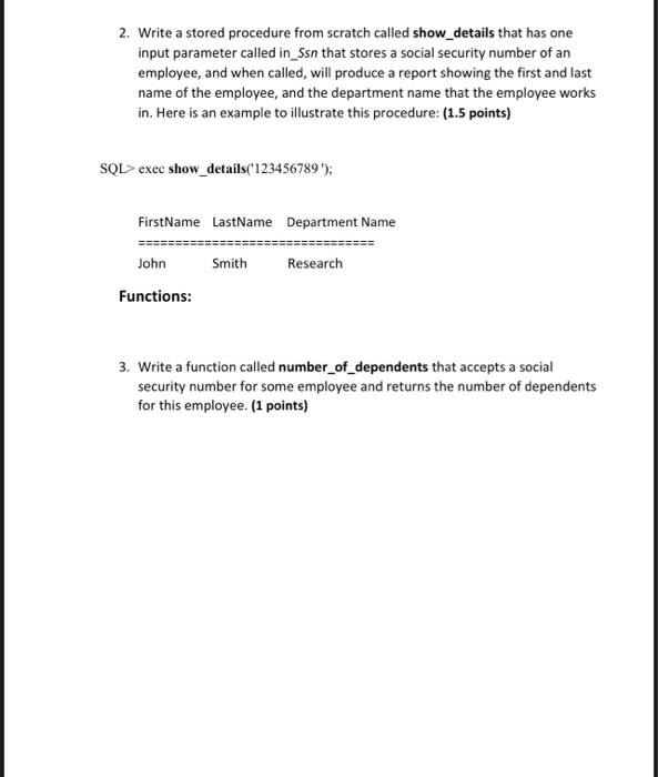 Solved Stored Procedures: 1. Complete and test the following | Chegg.com