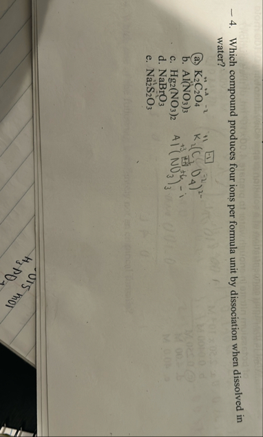 Solved -4. ﻿Which compound produces four ions per formula | Chegg.com