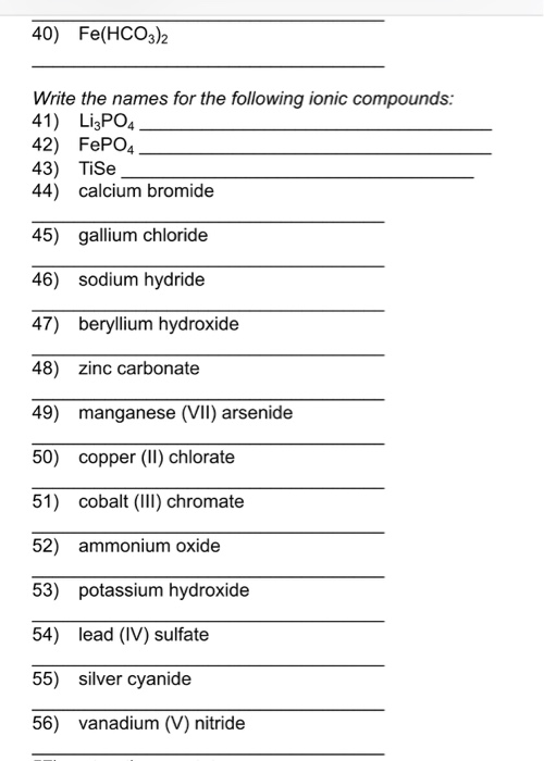 Solved Name the following compounds: 1) NH4CI 2) Fe(NO3)3 3) | Chegg.com