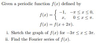 Solved Given a periodic function f(x) ﻿defined | Chegg.com