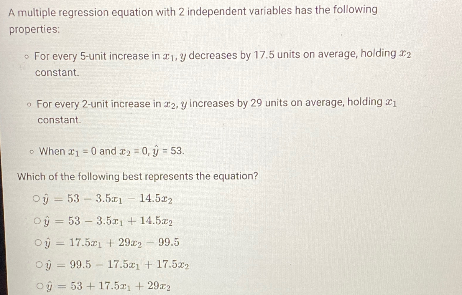 Solved A multiple regression equation with 2 ﻿independent | Chegg.com