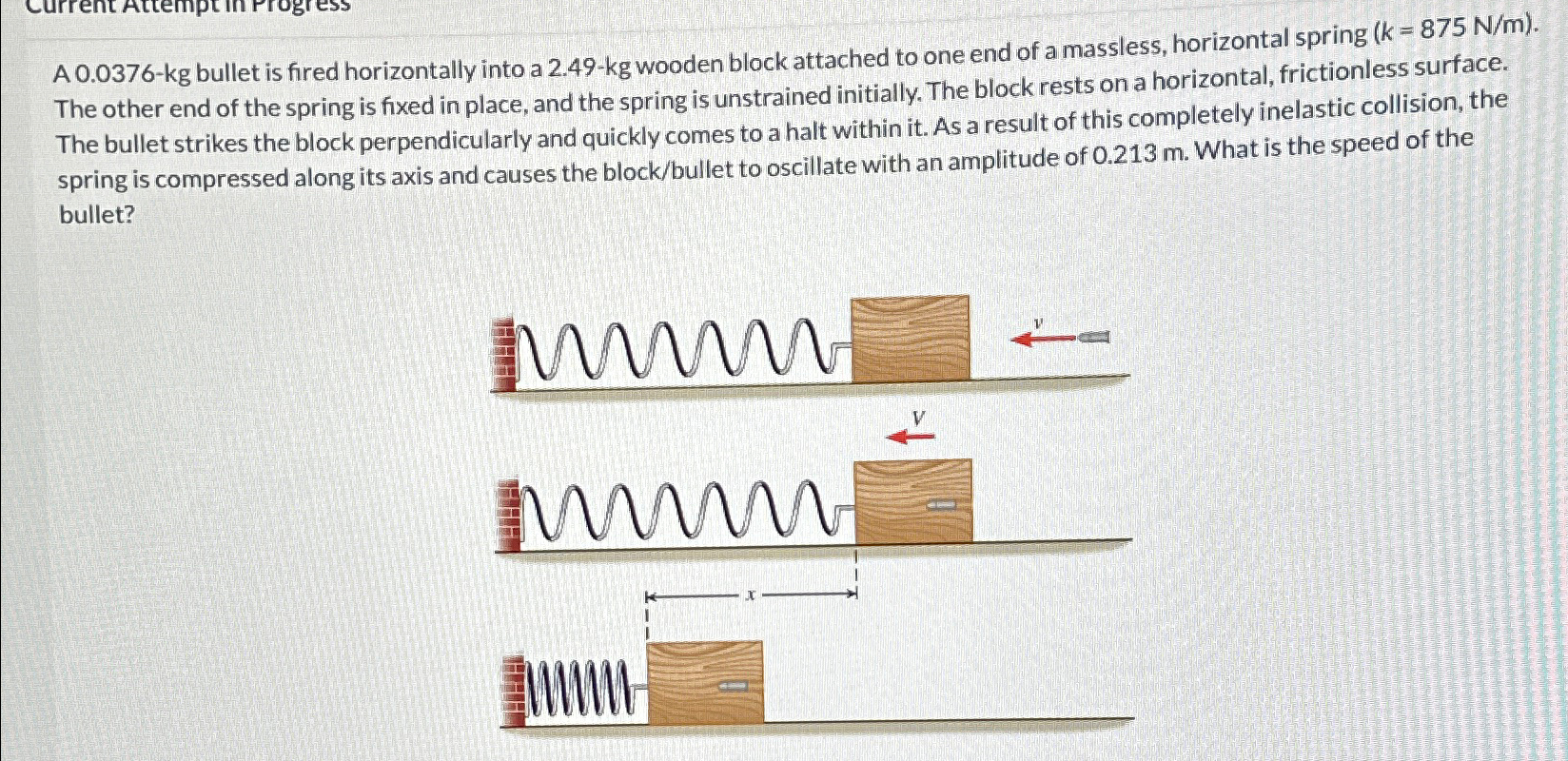 Solved A 0.0376-kg ﻿bullet is fired horizontally into a | Chegg.com