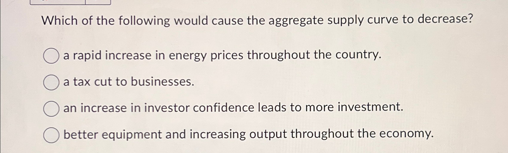 Solved Which of the following would cause the aggregate | Chegg.com